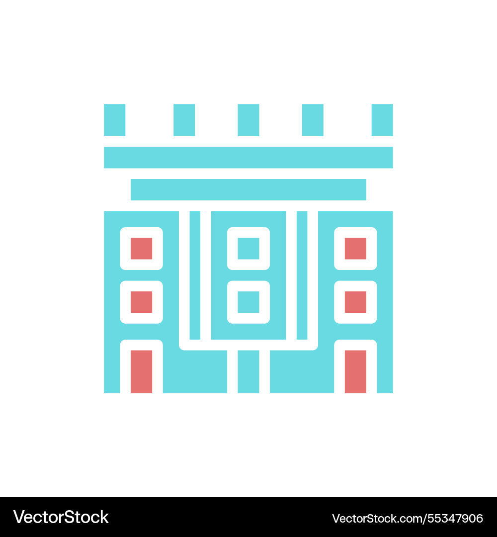 Blue minimal building design on white Royalty Free Vector