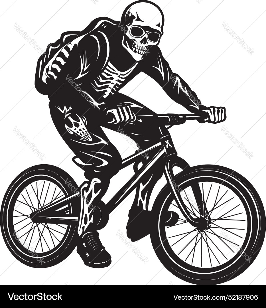 Bone biker skeleton bmx cyclist black icon ramp Vector Image
