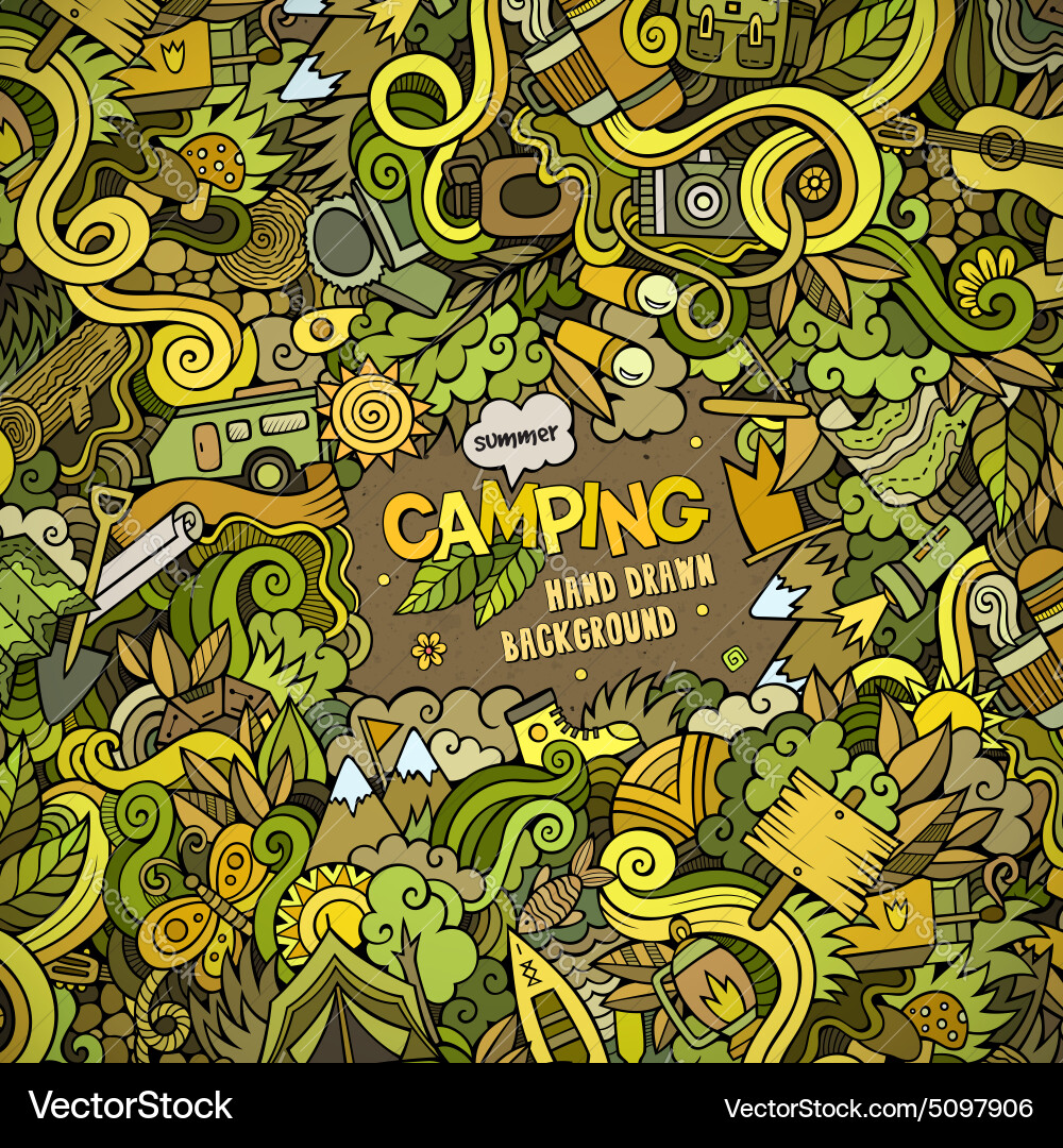 Cartoon camping frame background Royalty Free Vector Image