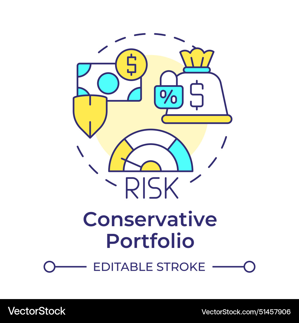 Conservative portfolio multi color concept icon Vector Image