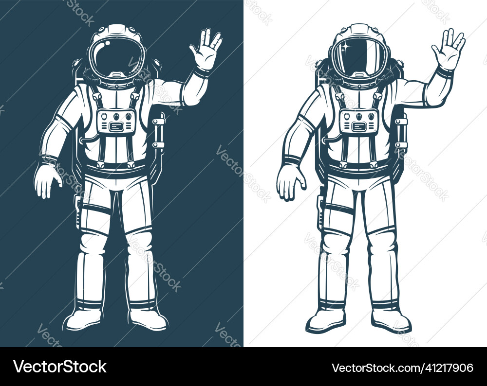 Cosmonaut shows the vulcan salutation hand gesture