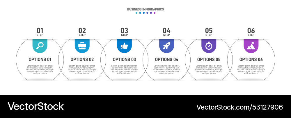 Horizontal progress bar featuring 6 arrow-shaped Vector Image