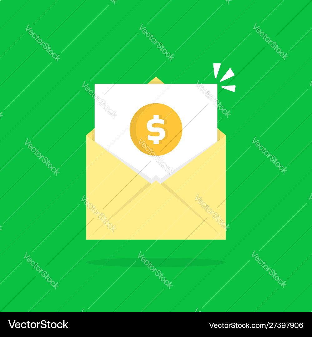 Income flow in cartoon open letter Royalty Free Vector Image