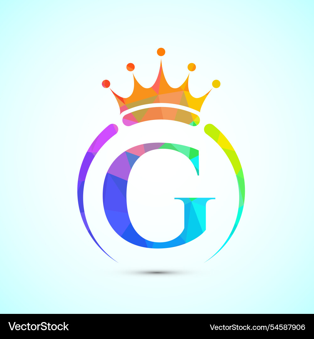 Initial alphabet g with a crown royal king queen Vector Image