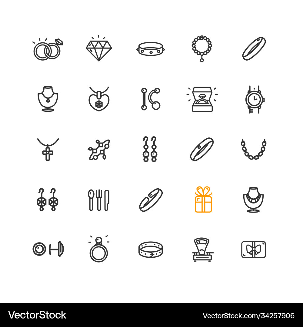 Jewelry sign thin line icon set Royalty Free Vector Image
