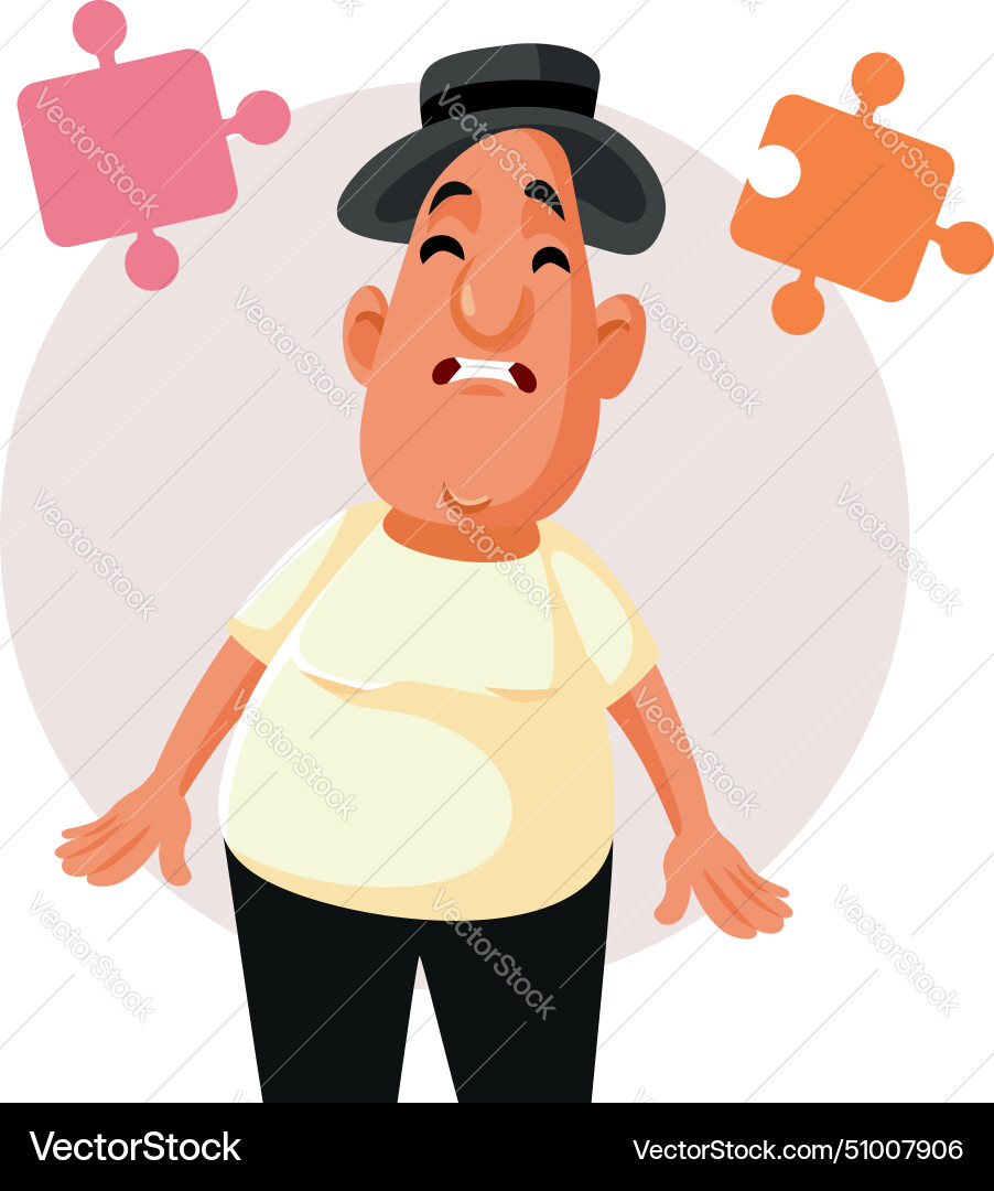 Puzzled middle aged man thinking cartoon Vector Image