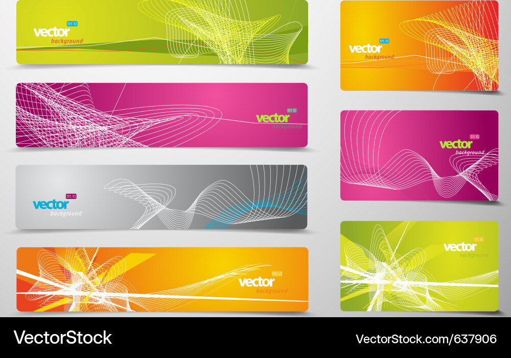 Set of abstract colorful web headers and gift card