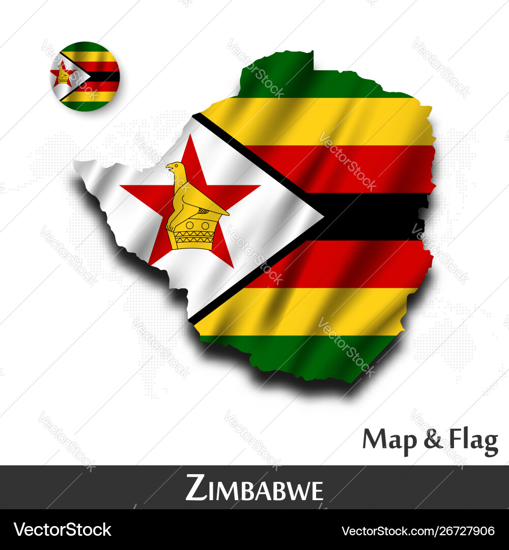 Zimbabwe Flag & Map Textile Royalty Free Vector Image
