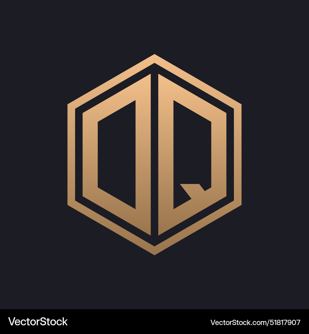 Elegant hexagon letter dq logo design initial Vector Image