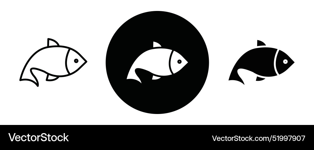 Fish outline icon collection or set fish thin Vector Image