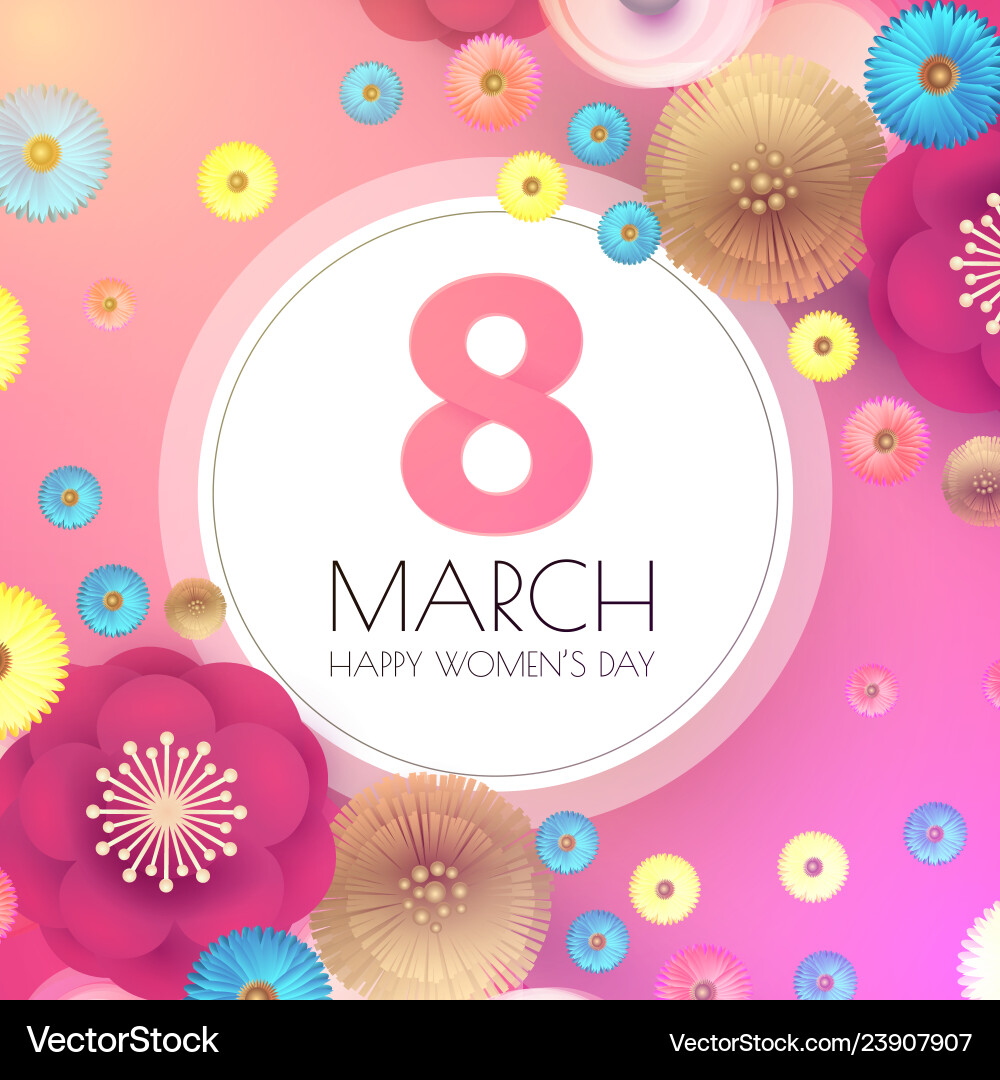 Flower paper cut spring design template Royalty Free Vector