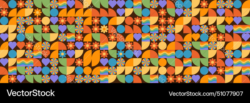 Geometric tile seamless pattern with rainbow Vector Image