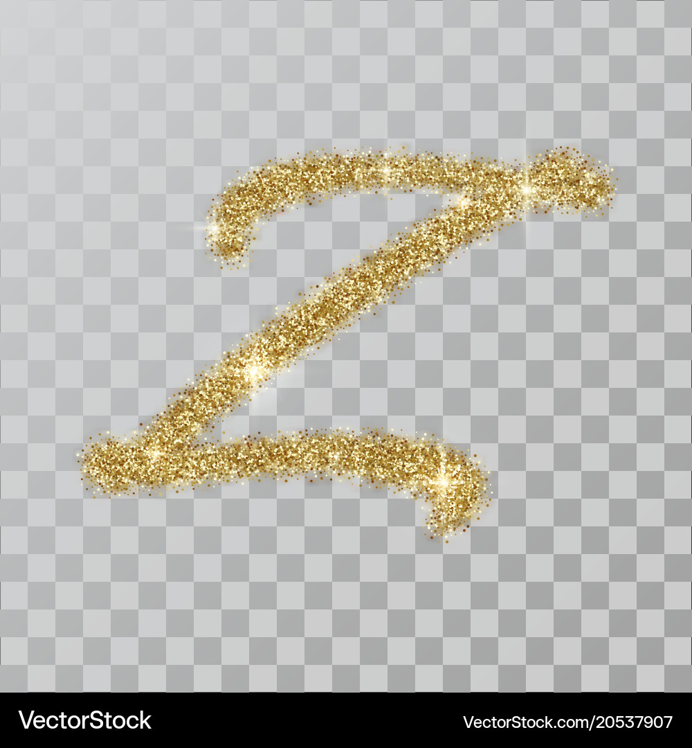 Gold Glitter Letter Z with Paint Splatters Vector Image
