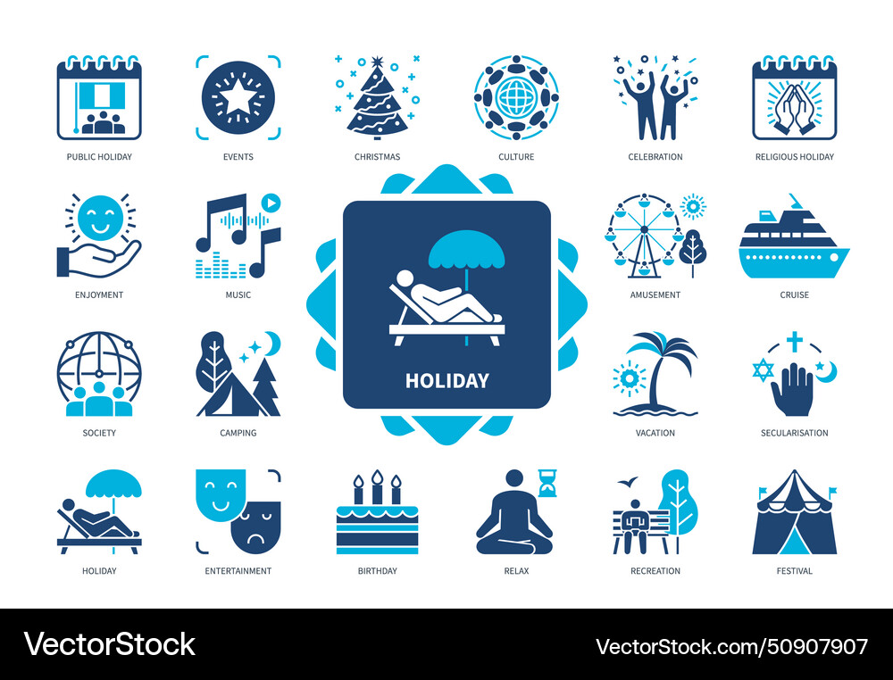 Holiday solid icon set Royalty Free Vector Image