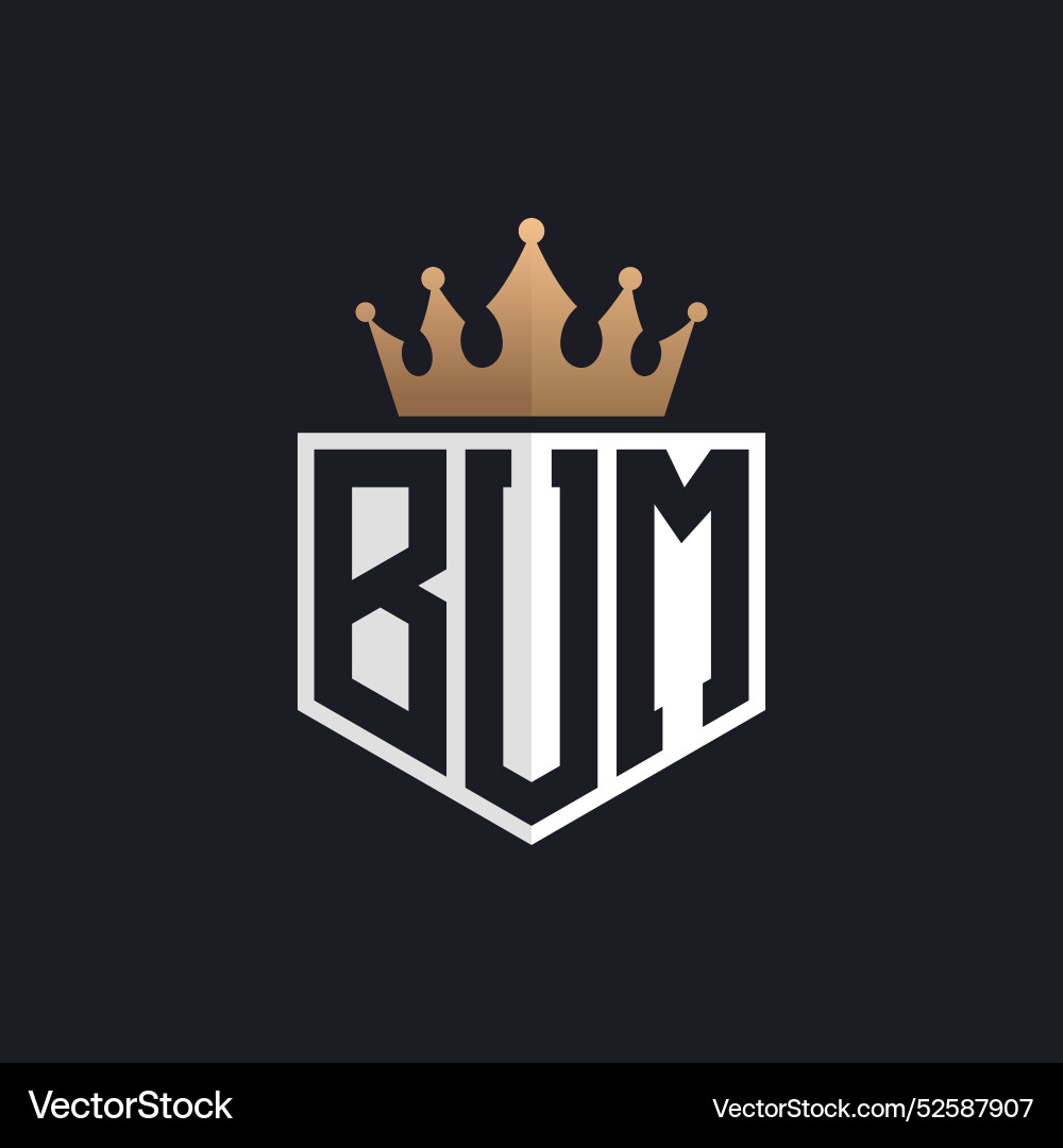 Luxury bum logo with crown elegant initials Vector Image