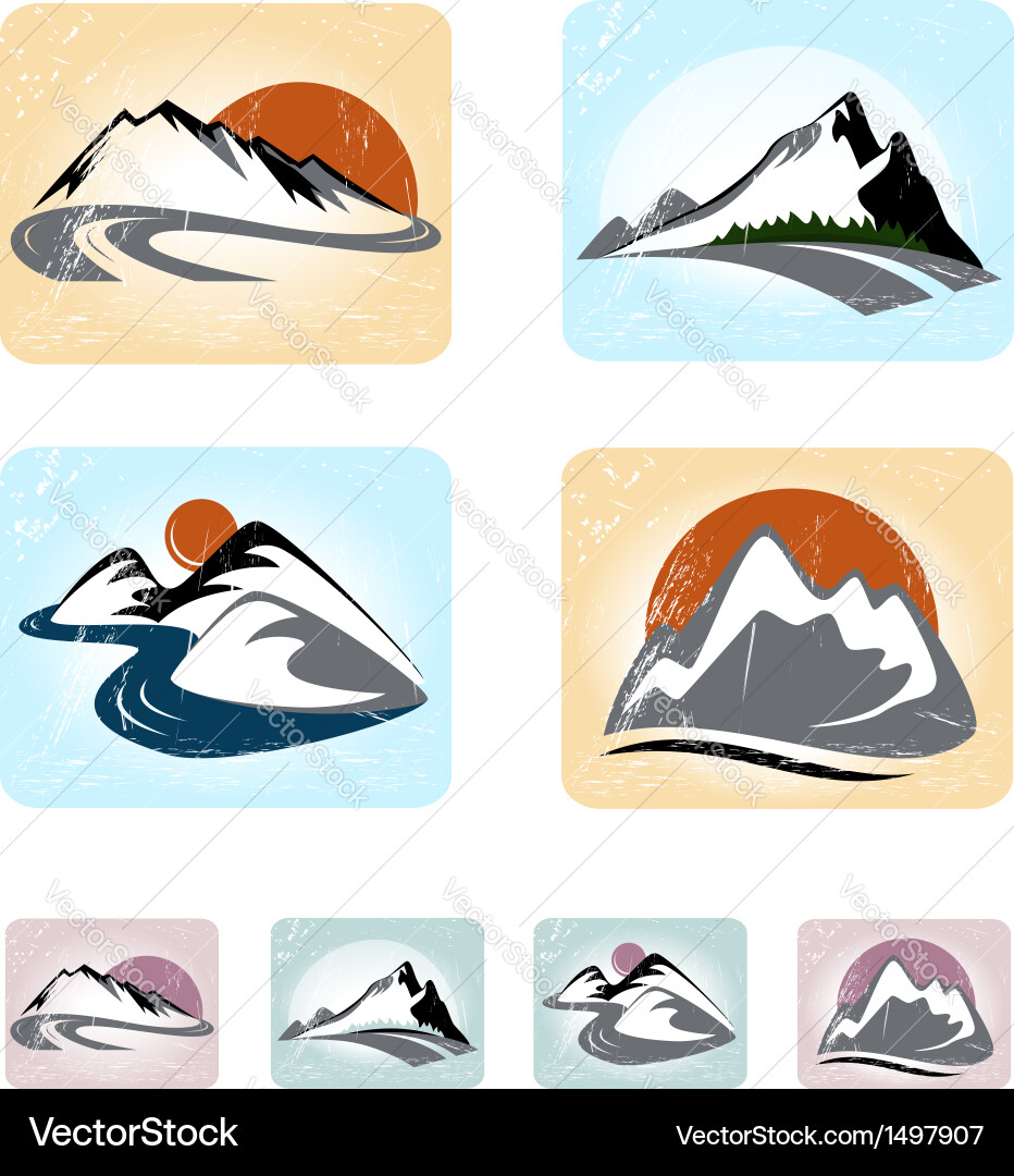 Mountains emblem set Royalty Free Vector Image