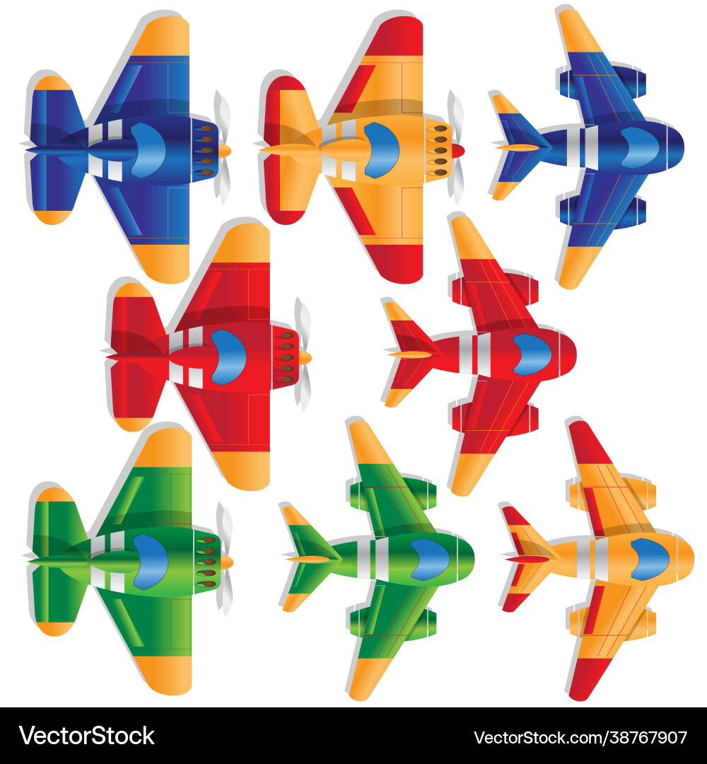 Set sports airplanes on white background Vector Image