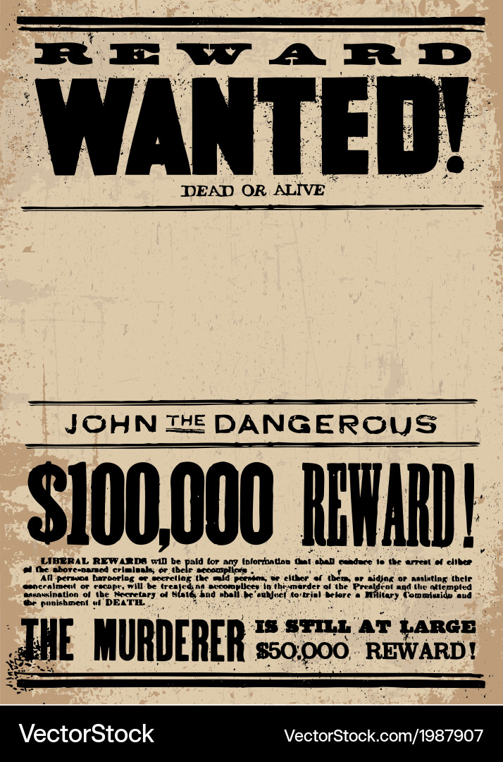 Wanted sign template Royalty Free Vector Image