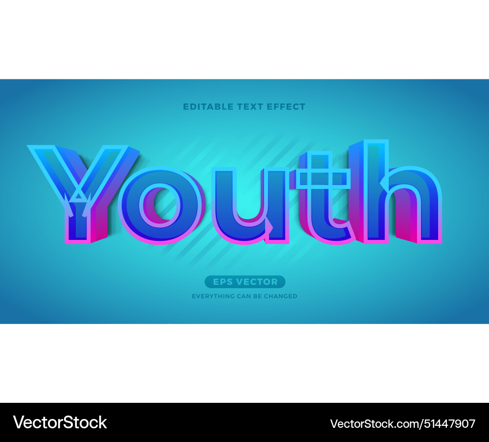 Youth editable text effect Royalty Free Vector Image