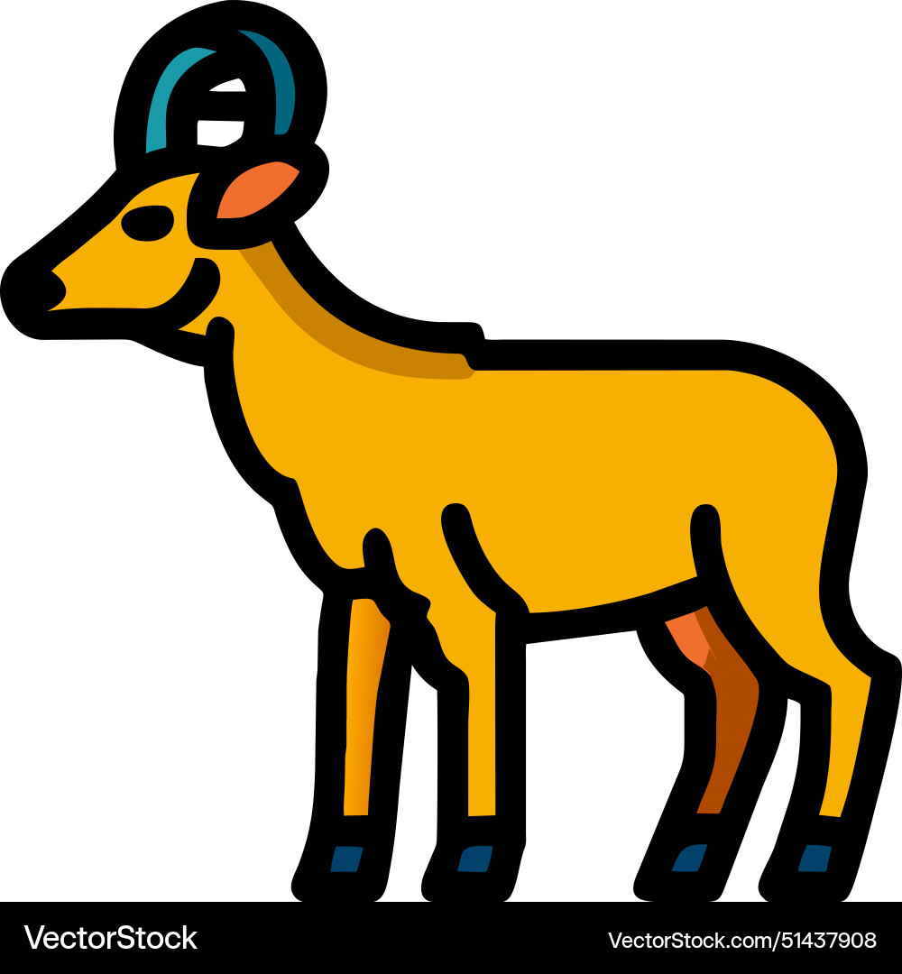 Alpine ibex goat yellow icon Royalty Free Vector Image