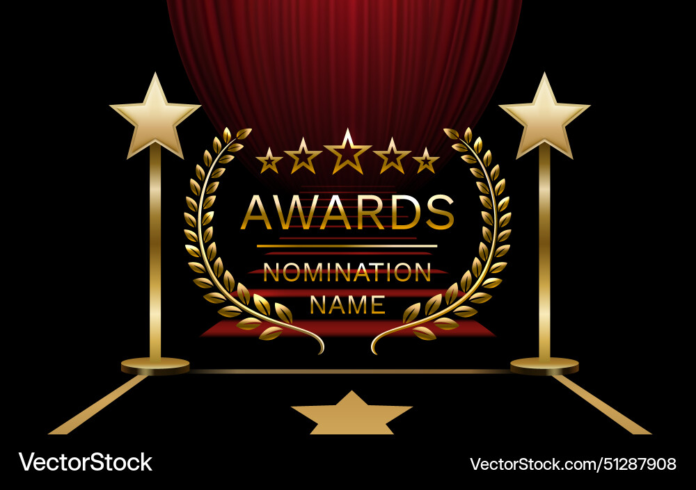 Awards nomination name podium golden prize event Vector Image