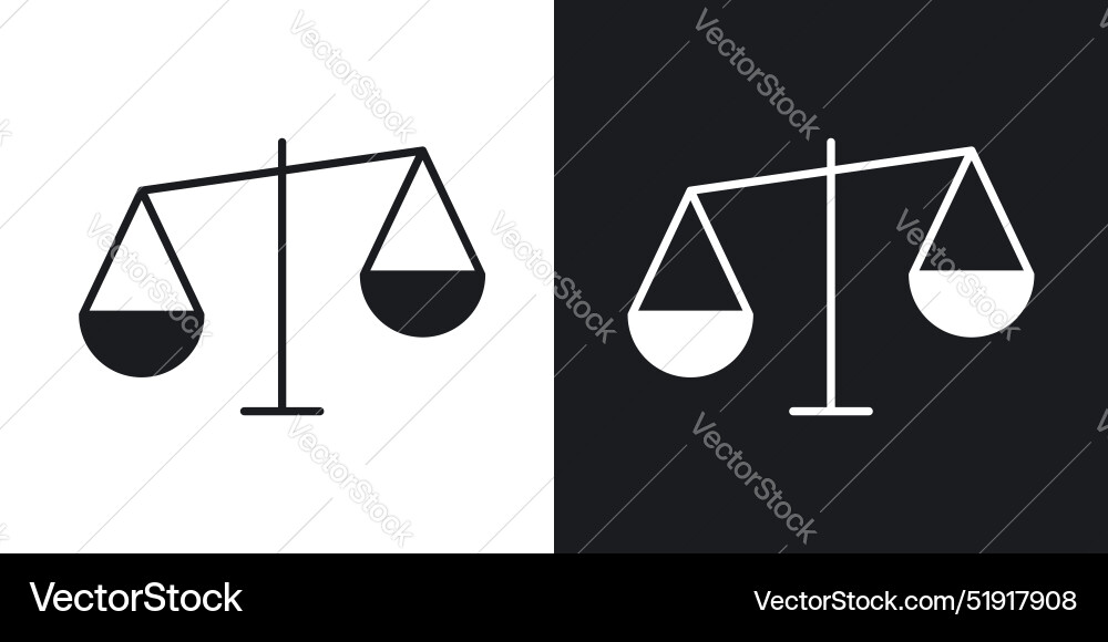 Balance scale icon set in solid black and white Vector Image