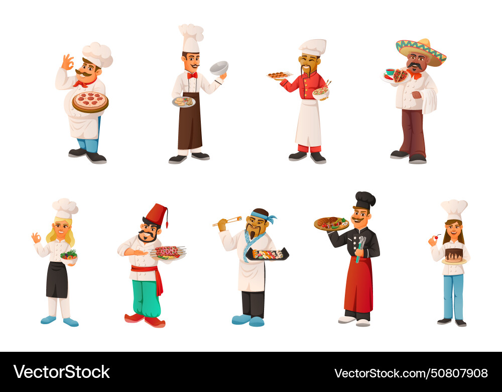 Chef cartoon set Royalty Free Vector Image - VectorStock