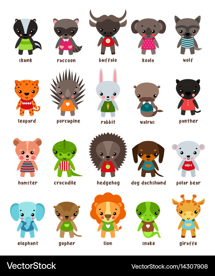 Cute Animal Collection Royalty Free Vector Image