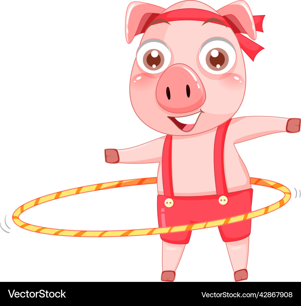 Cute pig cartoon character working out Royalty Free Vector