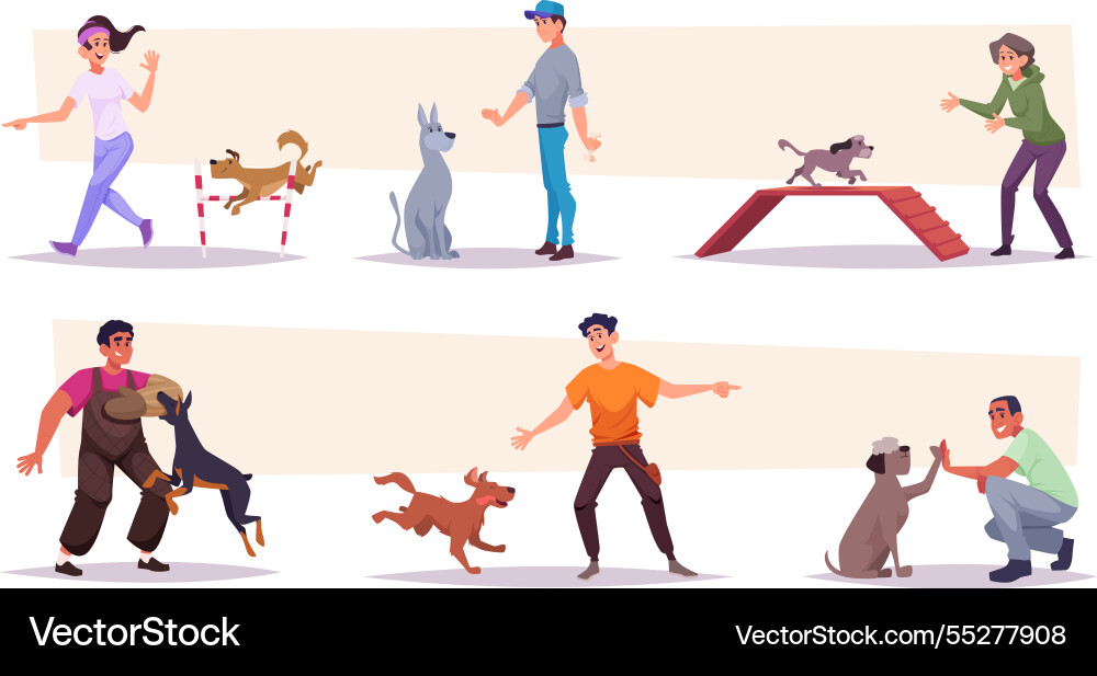 Dog trainers teachers for animals people Vector Image