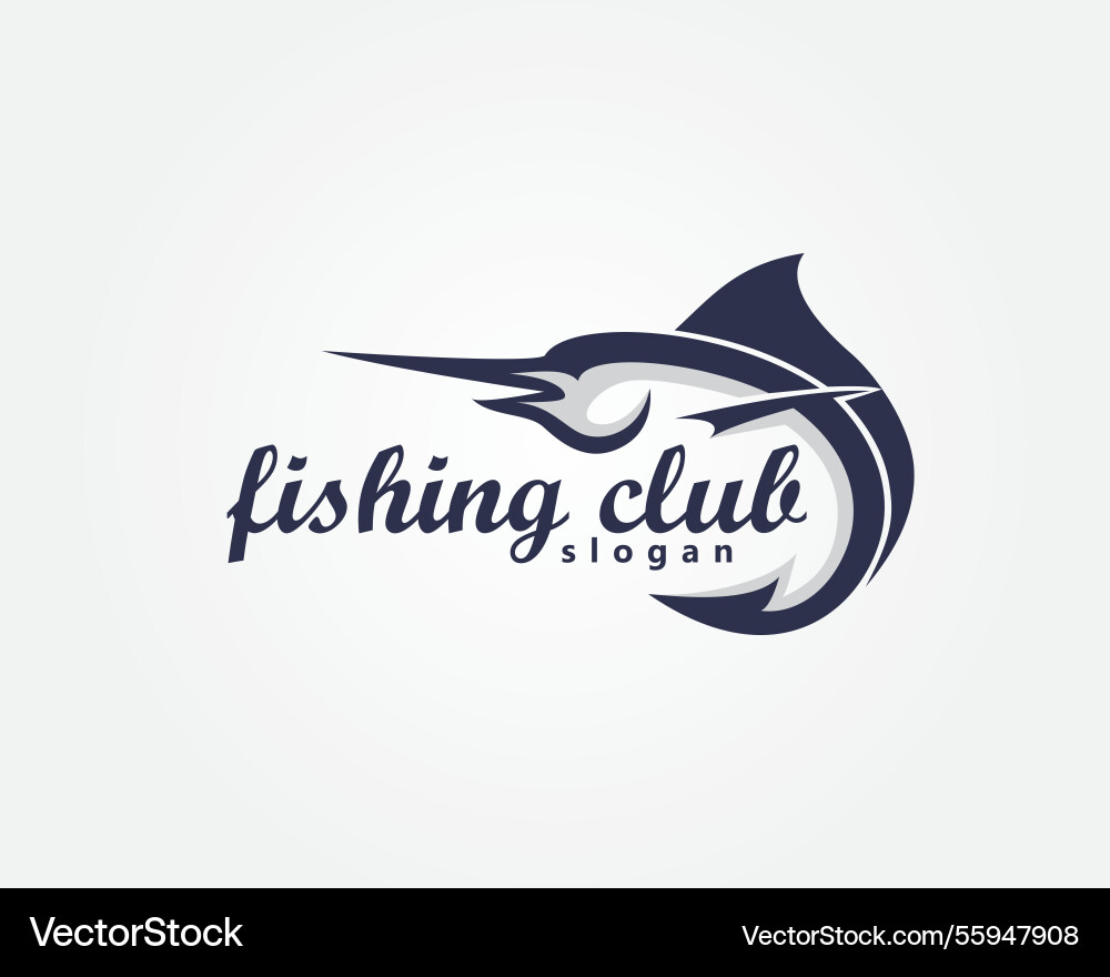 Fishing logo marlin that blends with hook Vector Image