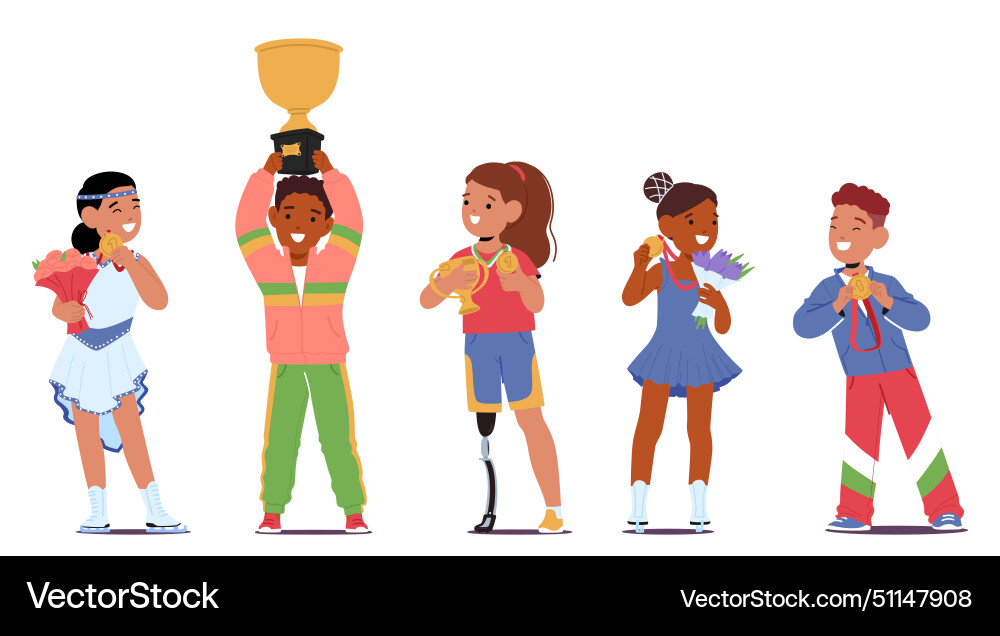 Group of happy children characters standing Vector Image