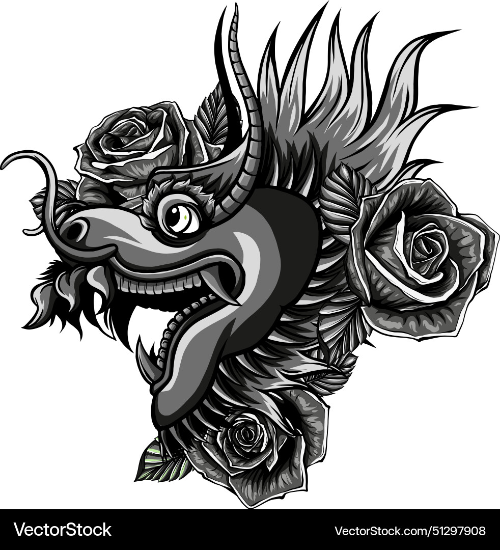 Monochrome japanese head Royalty Free Vector Image