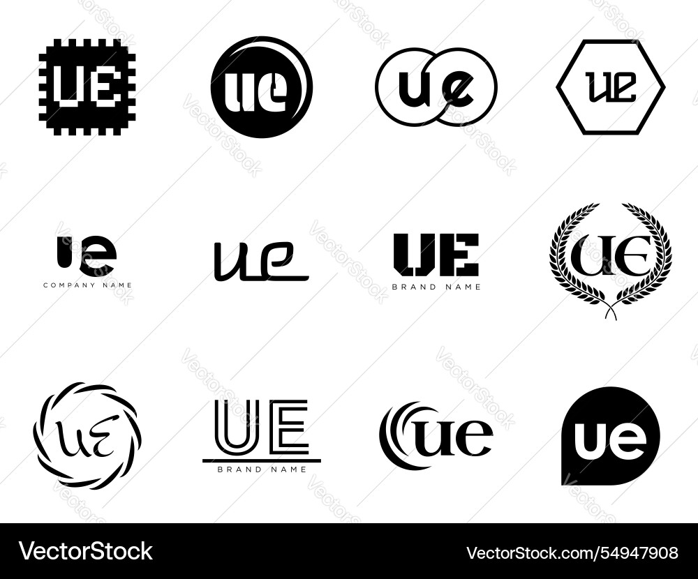 Ue logo company template letter u and e logotype Vector Image