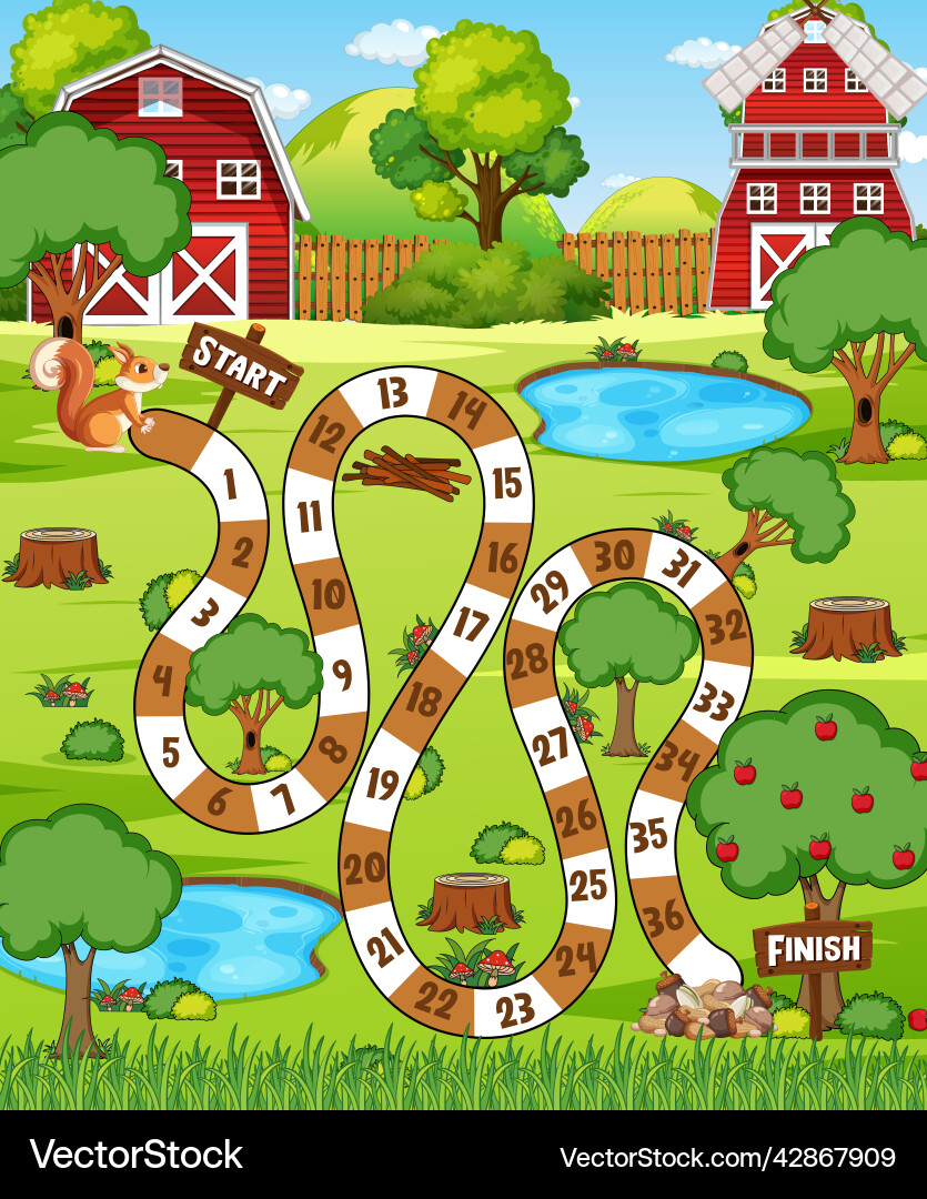 A farm boardgame template Royalty Free Vector Image