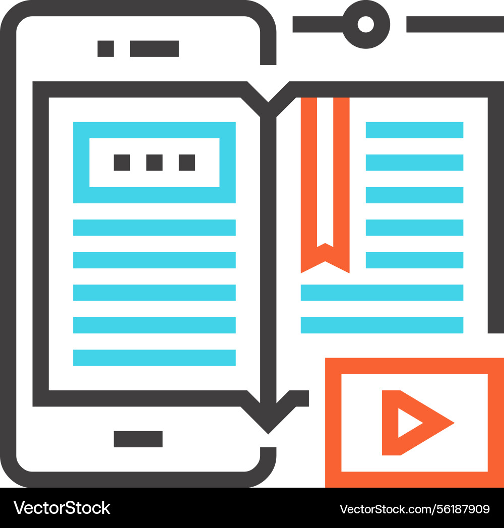 Audio books flat line web icon concept Royalty Free Vector