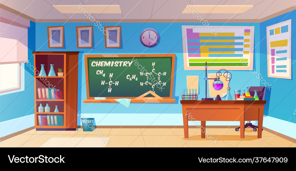 Chemistry cabinet classroom laboratory interior Vector Image