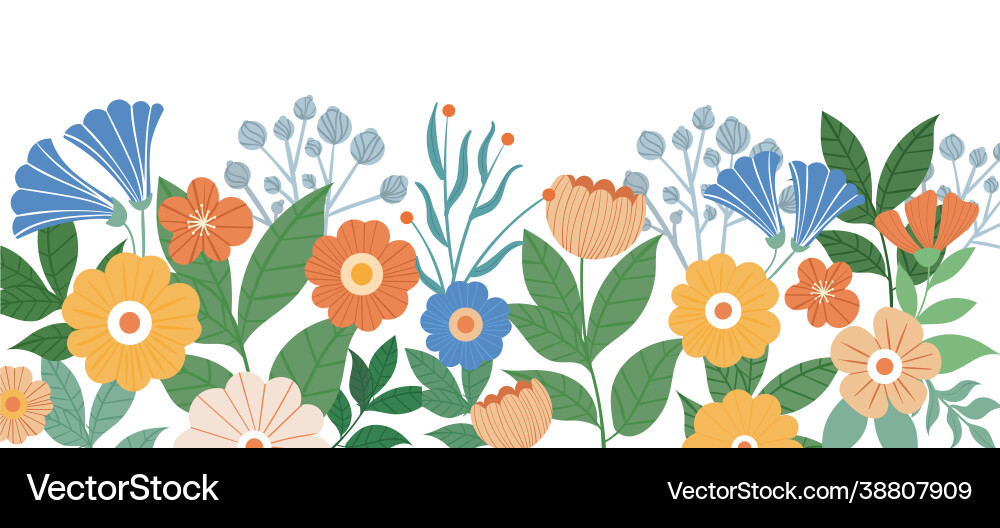 Cute horizontal floral poster decorated Royalty Free Vector