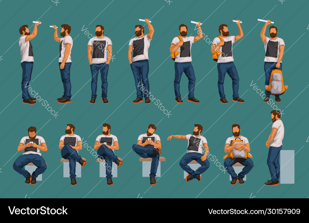 Detailed man set Royalty Free Vector Image - VectorStock