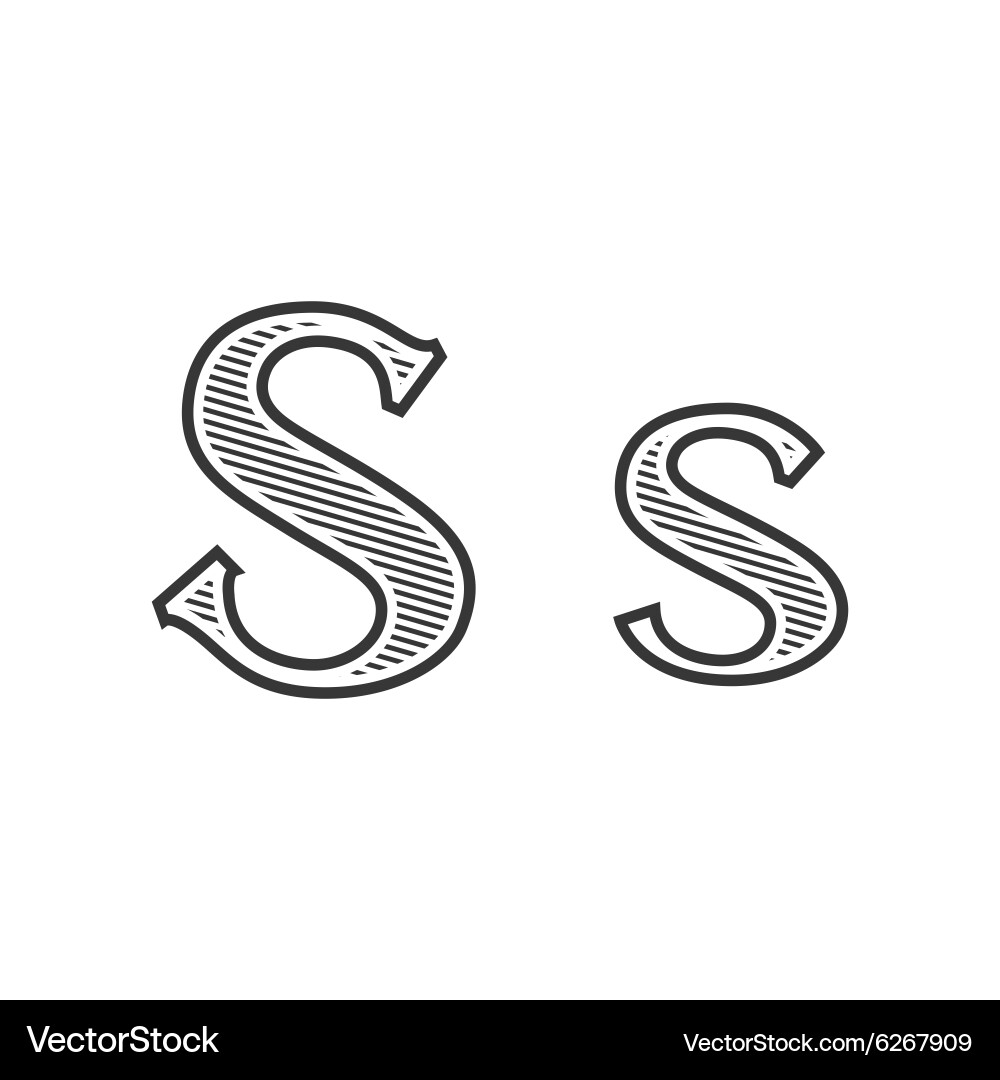 Font tattoo engraving letter s with shading Vector Image
