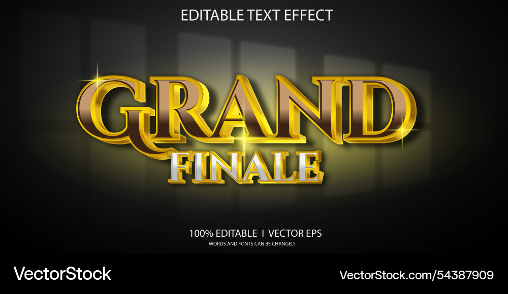 Grand finale 3d text effect with modern style Vector Image