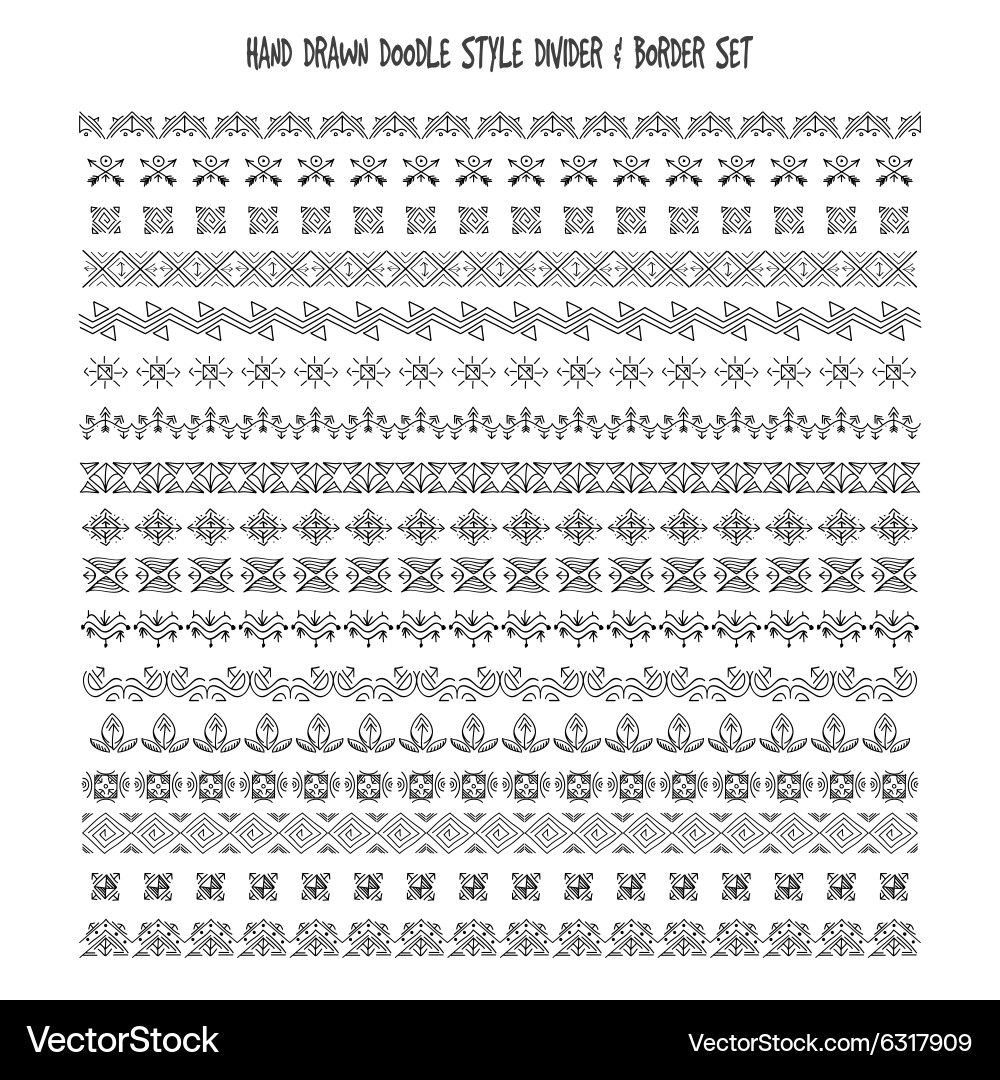 Hand drawn vintage geometric line border Vector Image