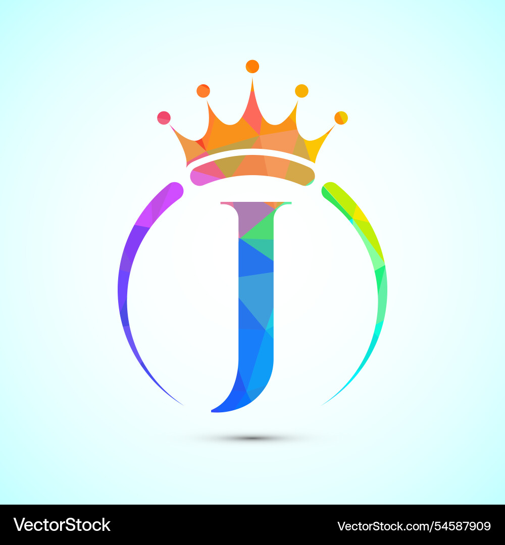 Initial alphabet j with a crown royal king queen Vector Image