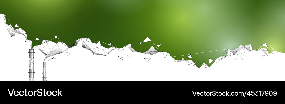 Low poly wireframe coal power plant high pipes Vector Image