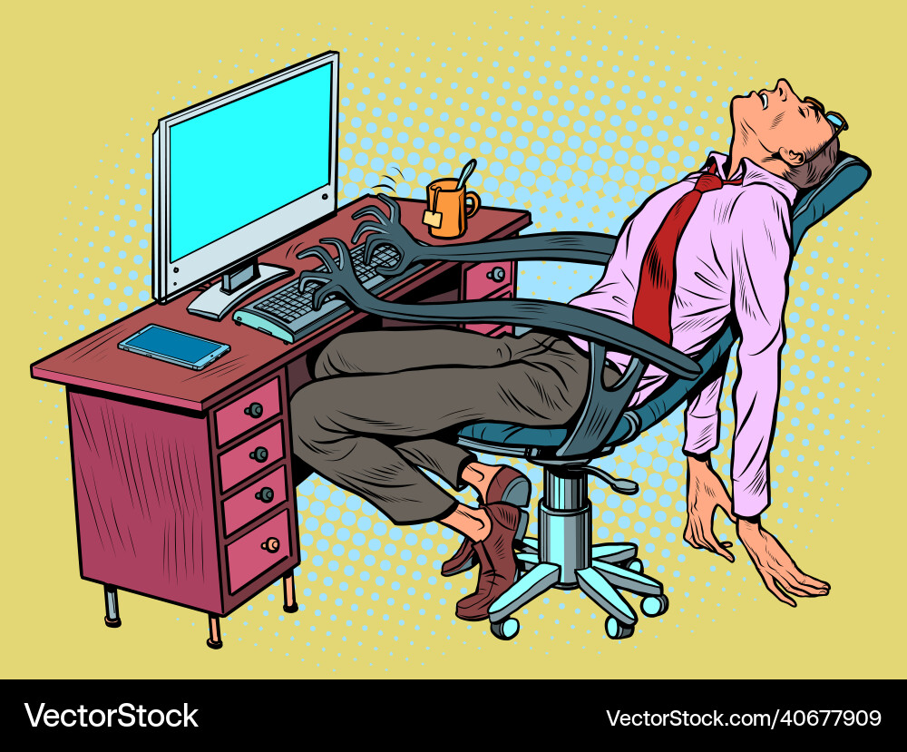 Male Manager Dozing at Desk Royalty Free Vector Image