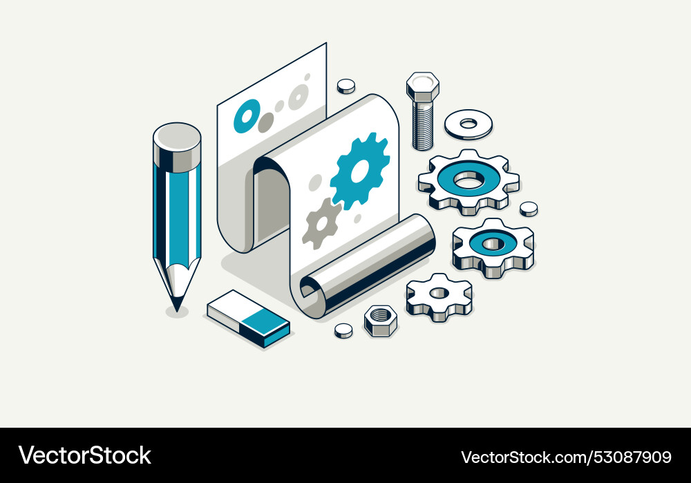 Mechanical engineering project concept engine Vector Image