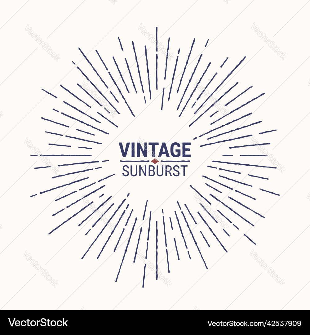 Retro drawn sun burst vintage radiant rays Vector Image