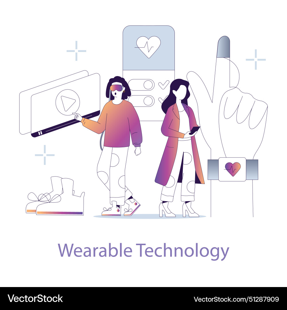 Wearable technology concept flat Royalty Free Vector Image