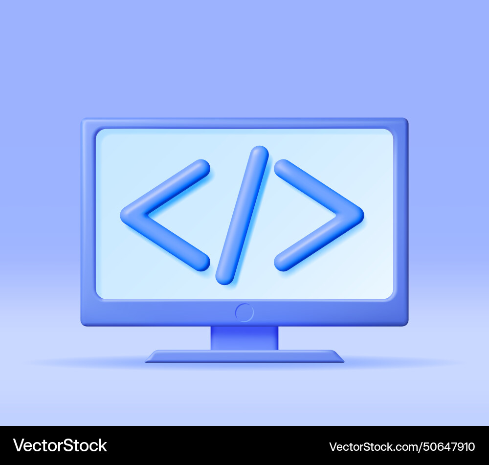 3d code icon on computer Royalty Free Vector Image