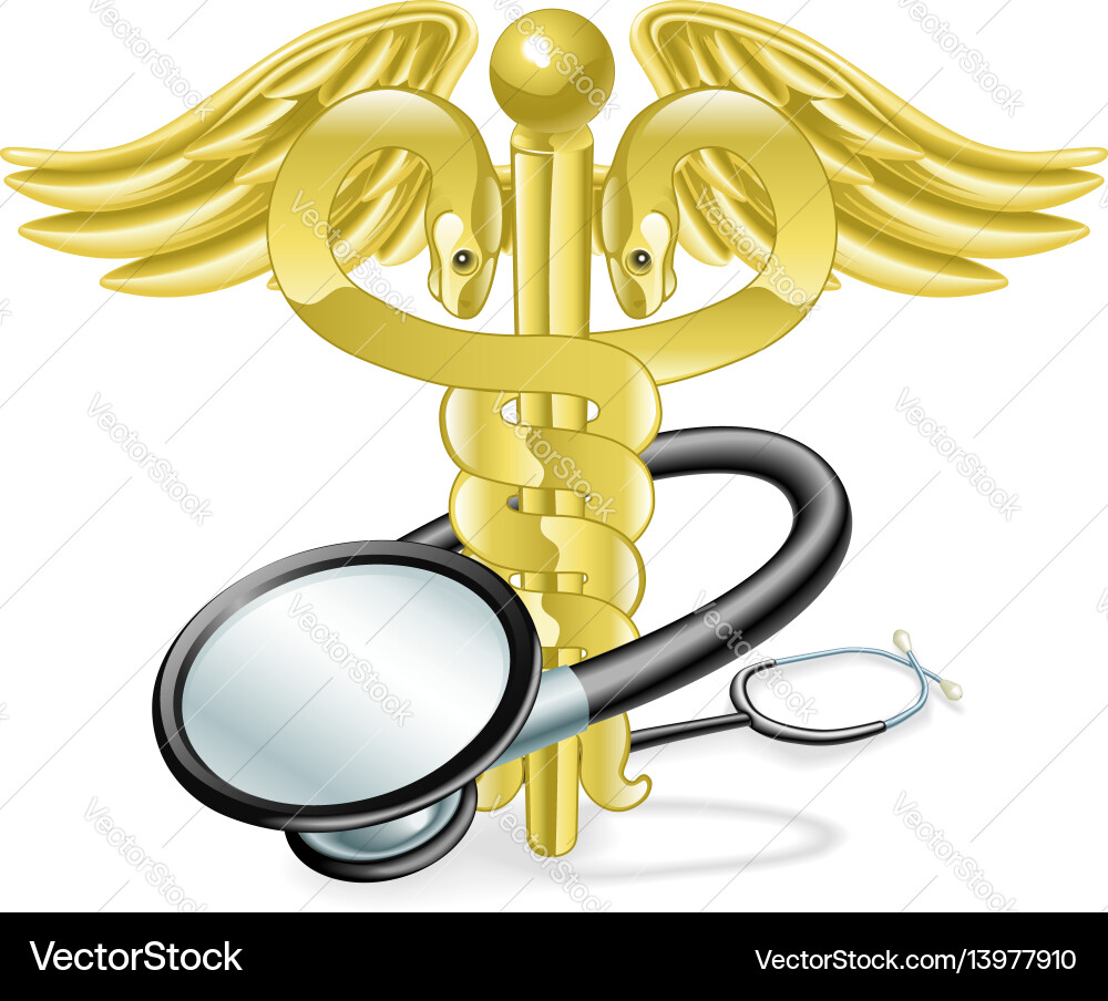 Caduceus stethoscope medical concept Royalty Free Vector